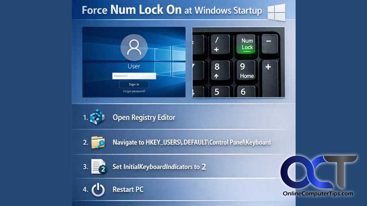 Force the Numbers Lock on When Starting Windows - Online Computer Tips