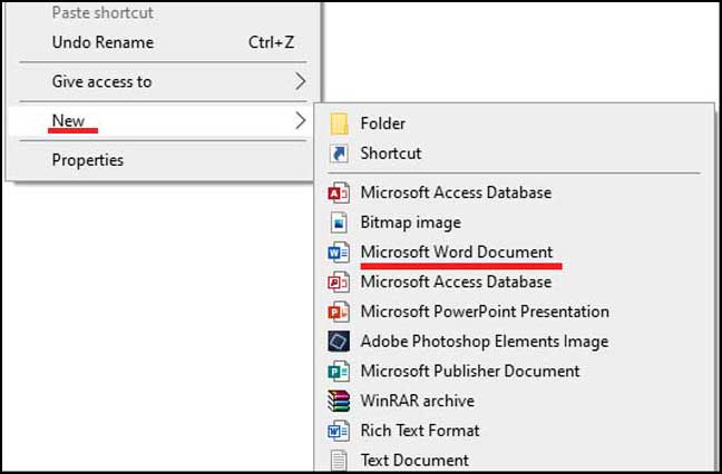 How to Restore the Right Click New Word Document Menu Item