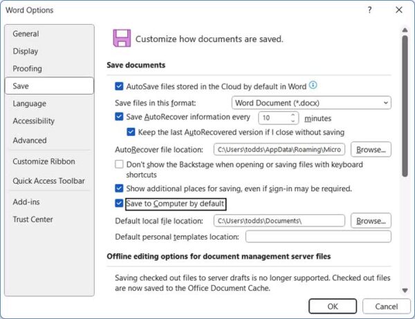 How to Remove the OneDrive Save Option from Microsoft Office Apps