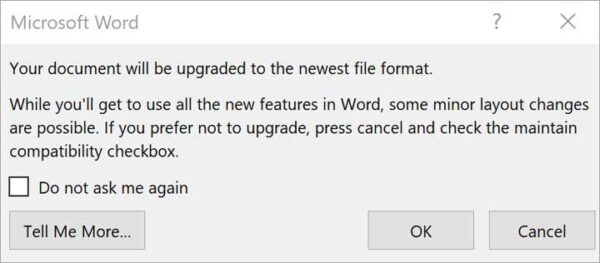 Fix for the Microsoft Word Your Document Will be Upgraded to the Newest ...