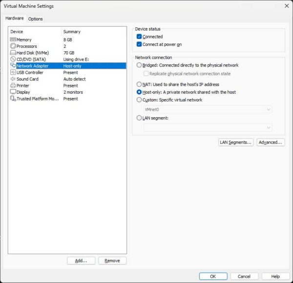 How To Configure Unique Host Only Networks For Vms With Vmware Workstation