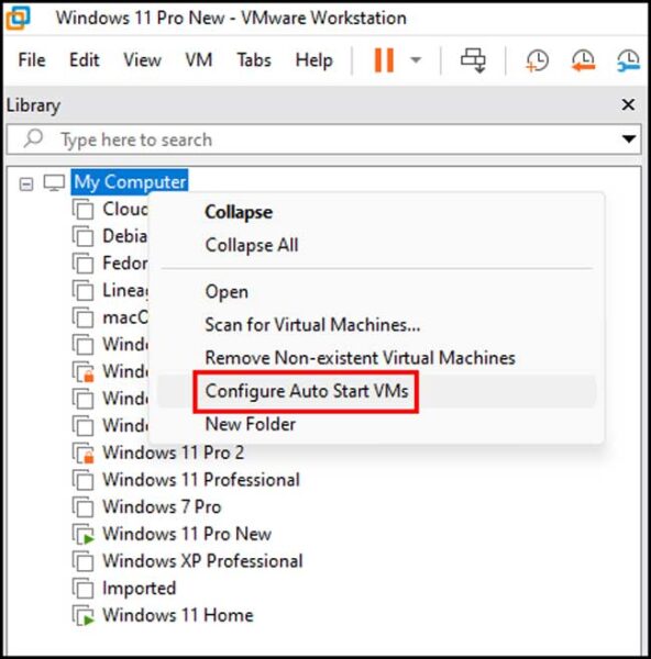 How to Configure Virtual Machines to Start With the Host PC in VMware Workstation