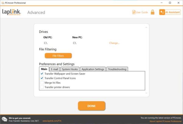 Migrate the data from your Old PC to your New PC with Laplink PCmover