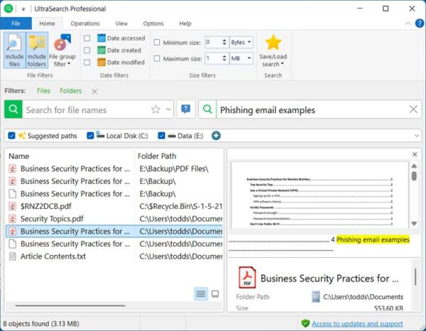 UltraSearch, the Advanced File and Folder Search Tool - Online Computer ...