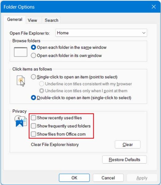 How To Enable Or Disable Recent File History Recommended And Folder Jump Lists In Windows 11