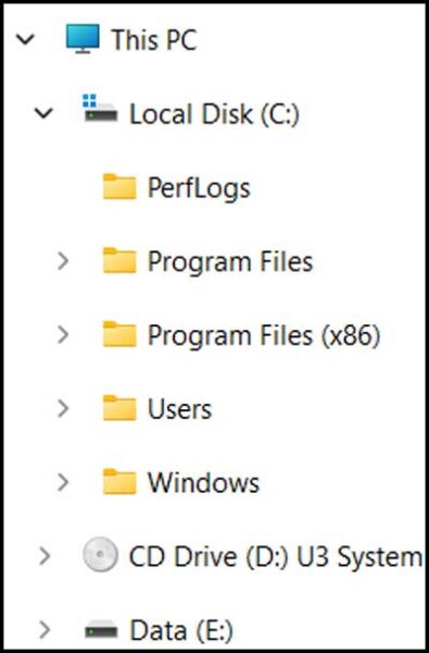 Add the Windows C Drive under This PC in the Navigation Pane of File ...