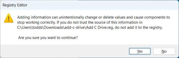 Add the Windows C Drive under This PC in the Navigation Pane of File ...