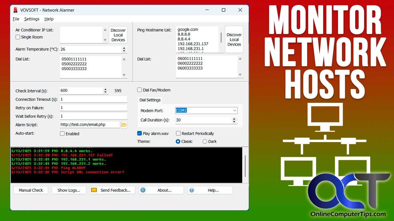 Monitor Network Connected Devices at Set Intervals to Make Sure They are Up