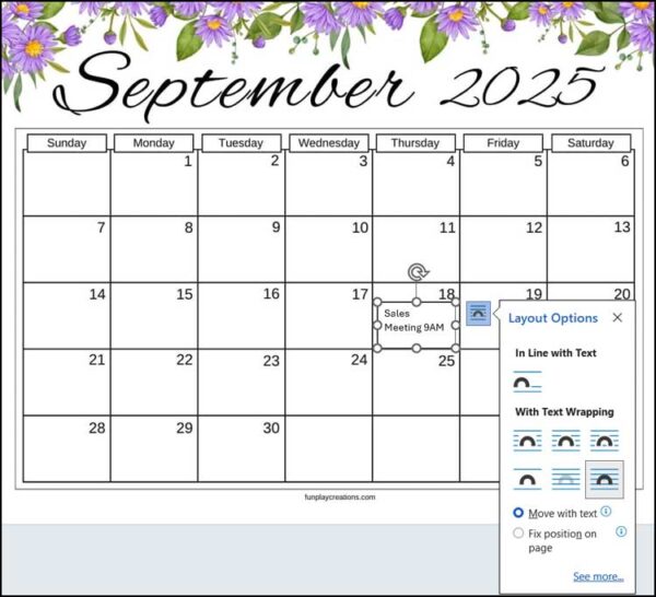 Insert an Editable Calendar into a Microsoft Word Document