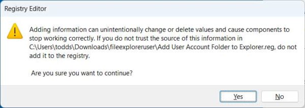 Add Your User Profile Folders to the Navigation Pane in File Explorer