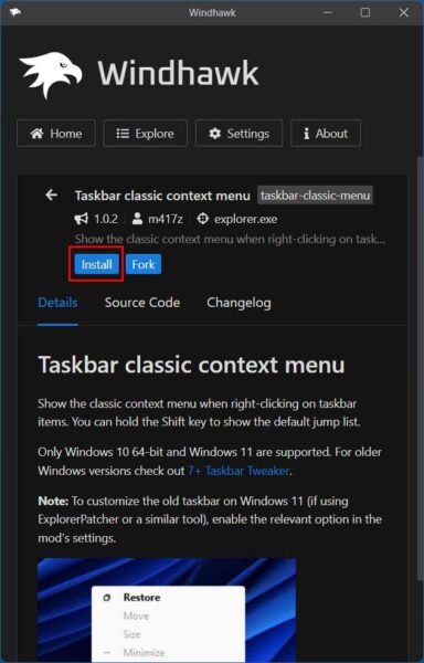 Restore the Classic Windows Taskbar Right Click Menu Options
