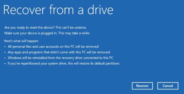 Reinstall Windows Using the Windows Recovery Drive Feature - Online Computer Tips