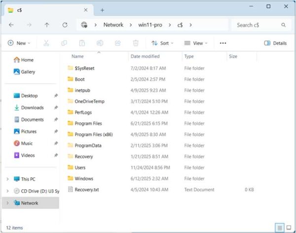 Connect to Administrative Shares on a Windows 11 Networked Computer