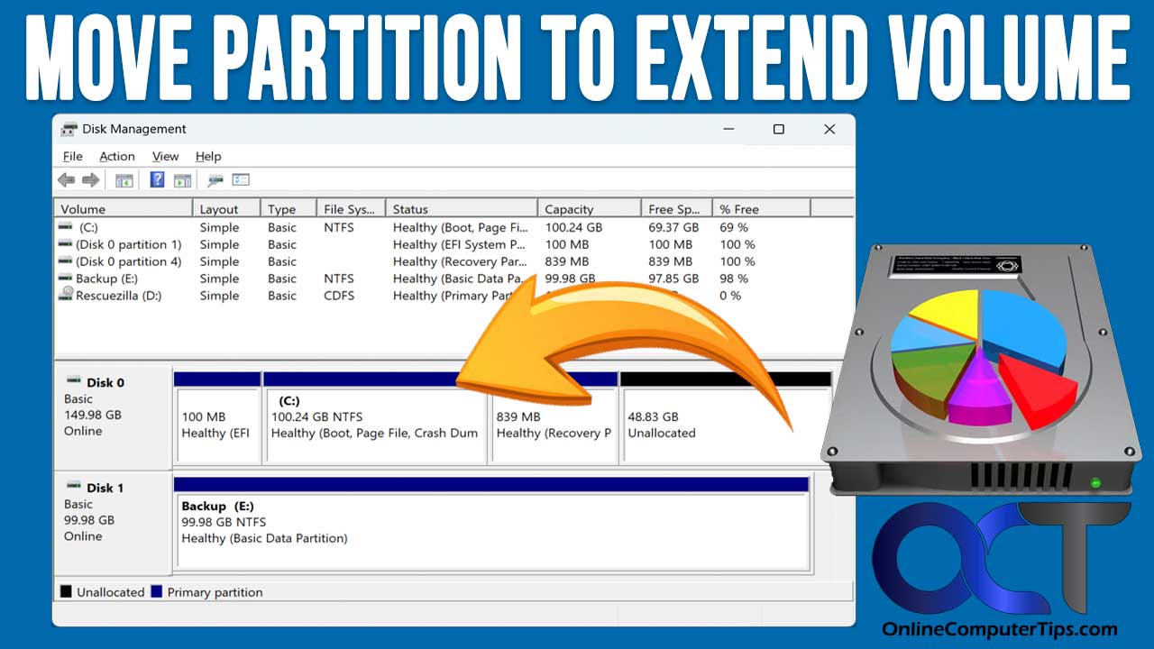 Move a Partition Out of the Way to Extend a Hard Drive Volume - Online ...