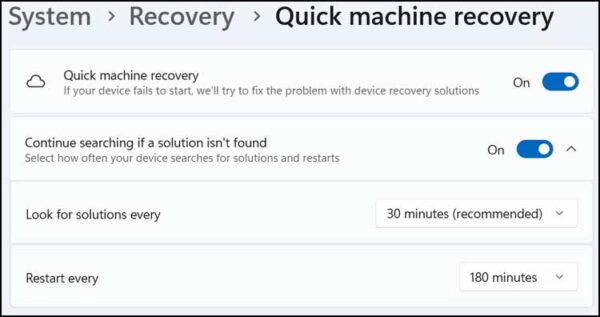 The Windows 11 Quick Machine Recovery Repair (QMR) Feature Overview
