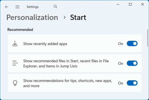 How to Disable the Recommended Section in the Windows 11 25H2 Start Menu