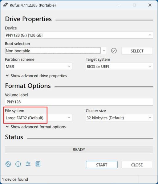 Format a Large Capacity USB Flash Drive as FAT32 in Windows 11 - Online ...
