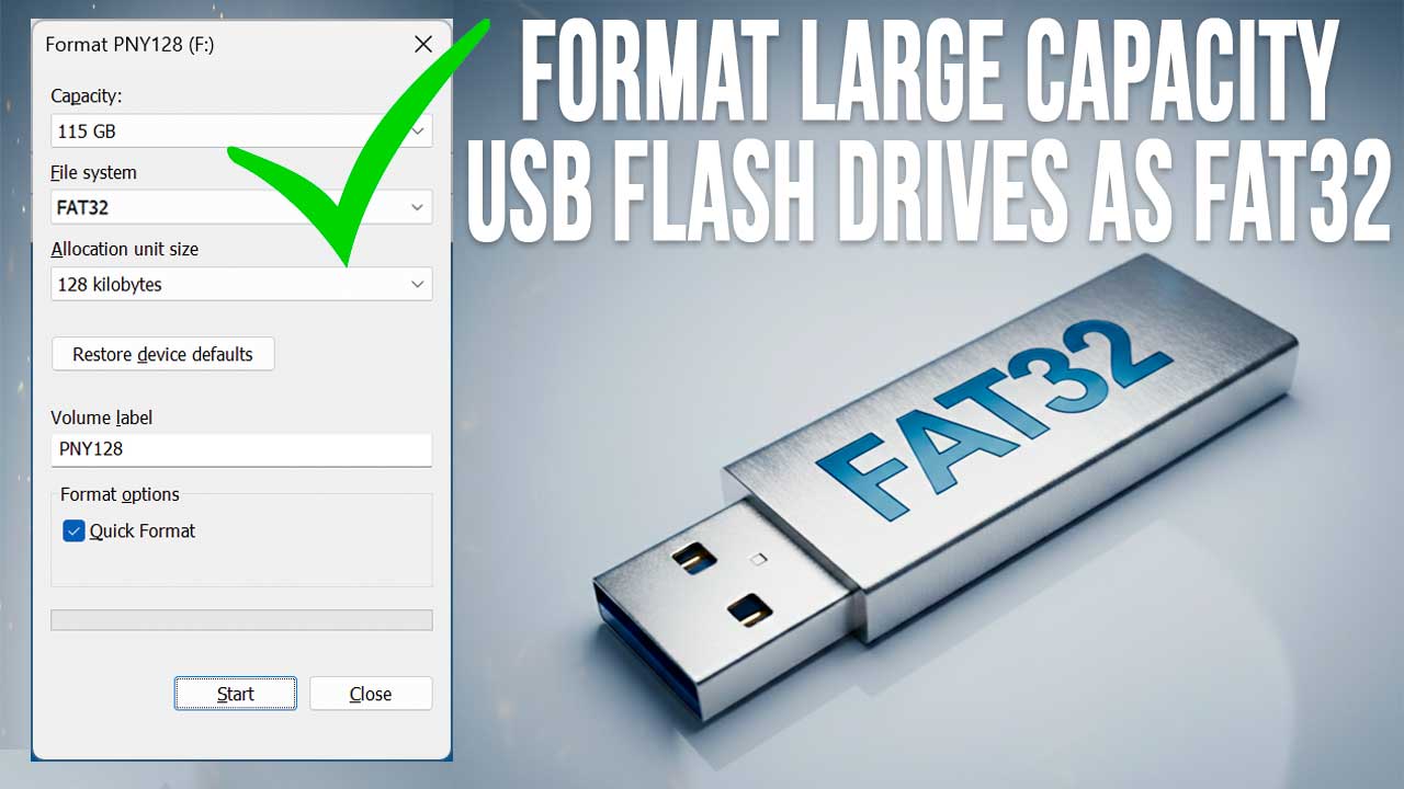 Format a Large Capacity USB Flash Drive as FAT32 in Windows 11 - Online ...